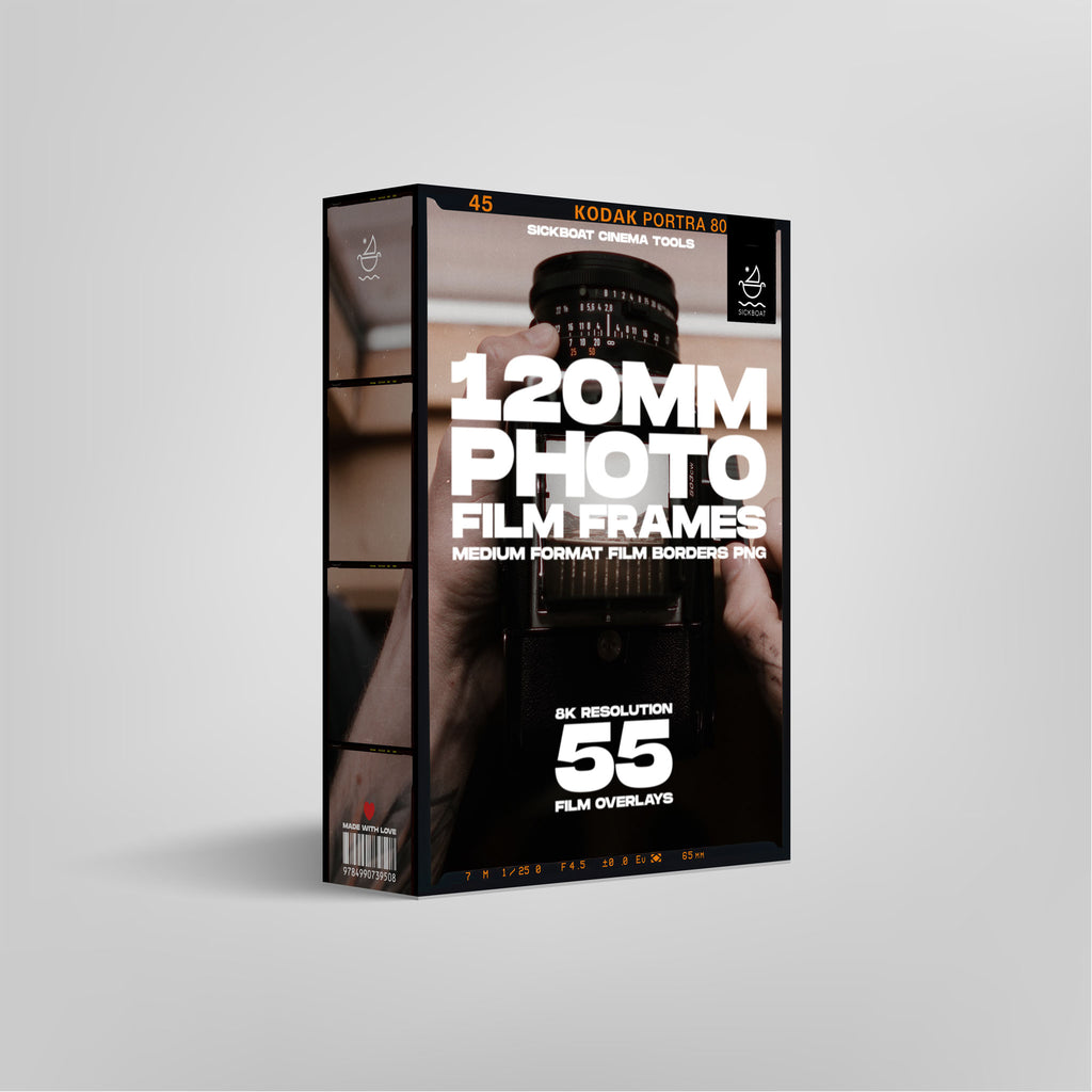 120mm Photo Film Frames PNG | Medium Format Film Borders PNG (8K)